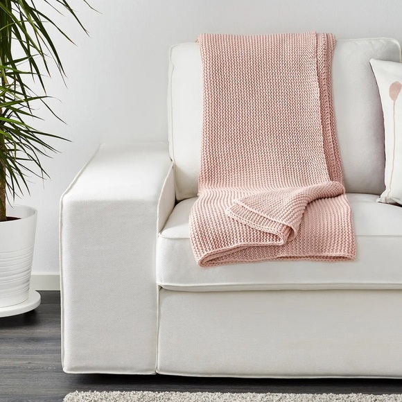 IKEA | Bedding | New Ikea Ingabritta Blush Pink Knit Throw Blanket ...